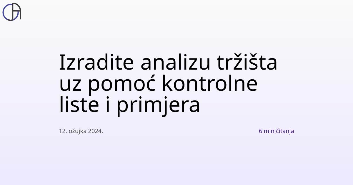 Izradite analizu tržišta uz pomoć kontrolne liste i primjera- ACJ AIMS ...